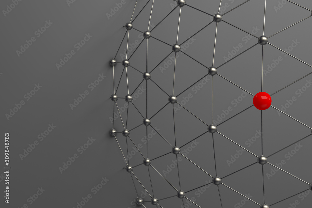 3d rendering of abstract connection network concept. Network symbolized ...