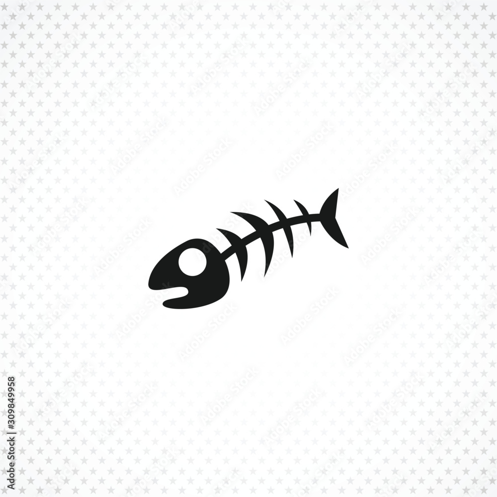 fish bone, fish skeleton vector icon on white background Stock Vector ...