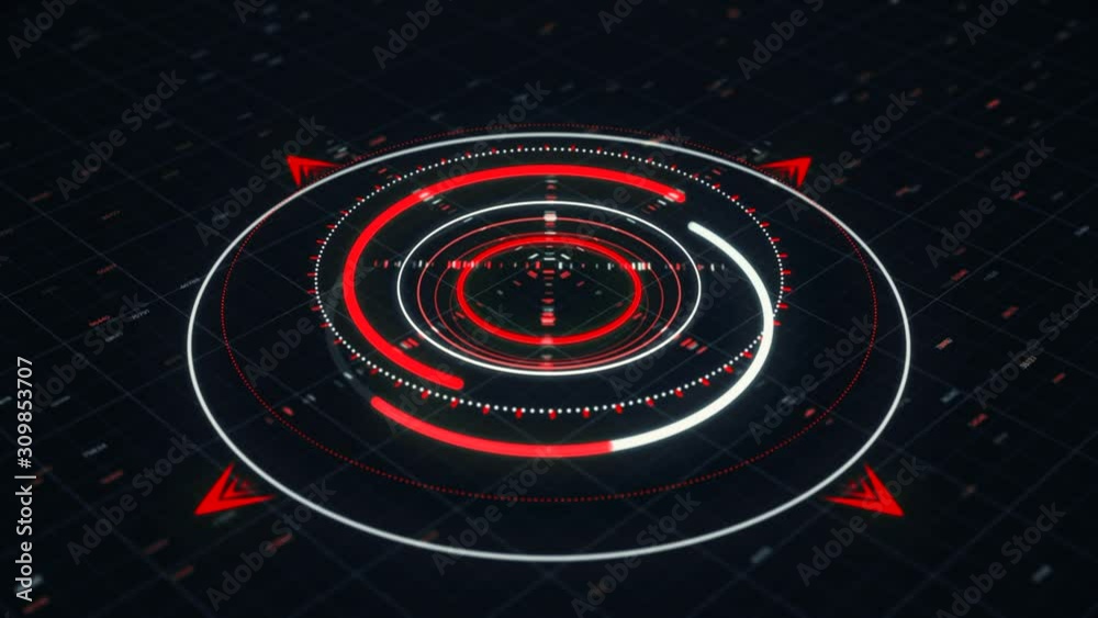 Abstract 3d circular graph resembling a modern compass with several ...