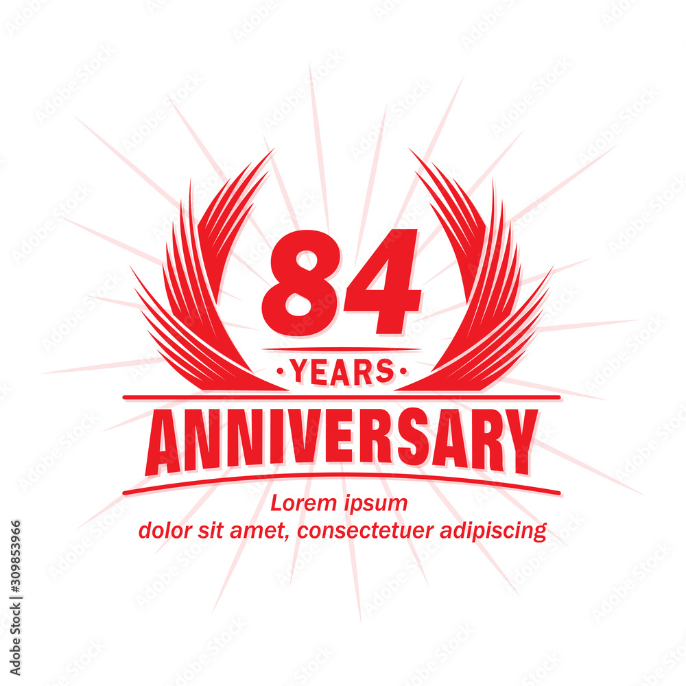 84 years logo design template. 84th anniversary vector and illustration ...