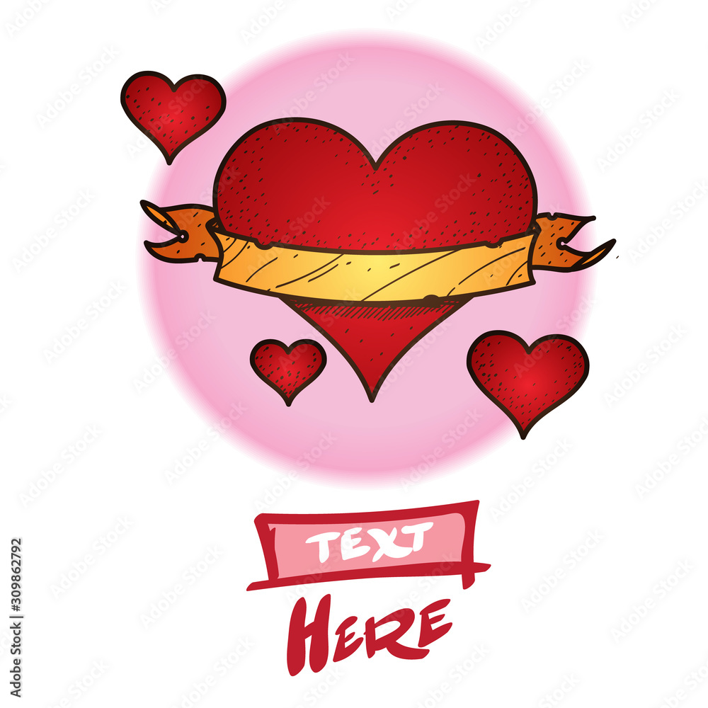 How To Draw A Heart With A Ribbon Banner