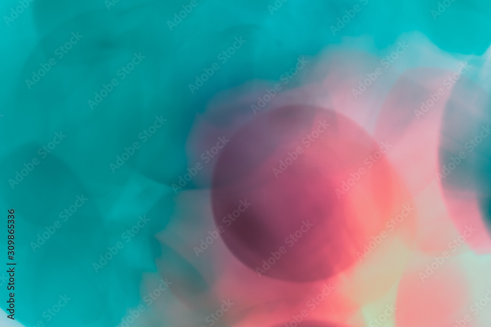 Colourful cyan blue and red Bokeh, lens flare, light leas for film ...