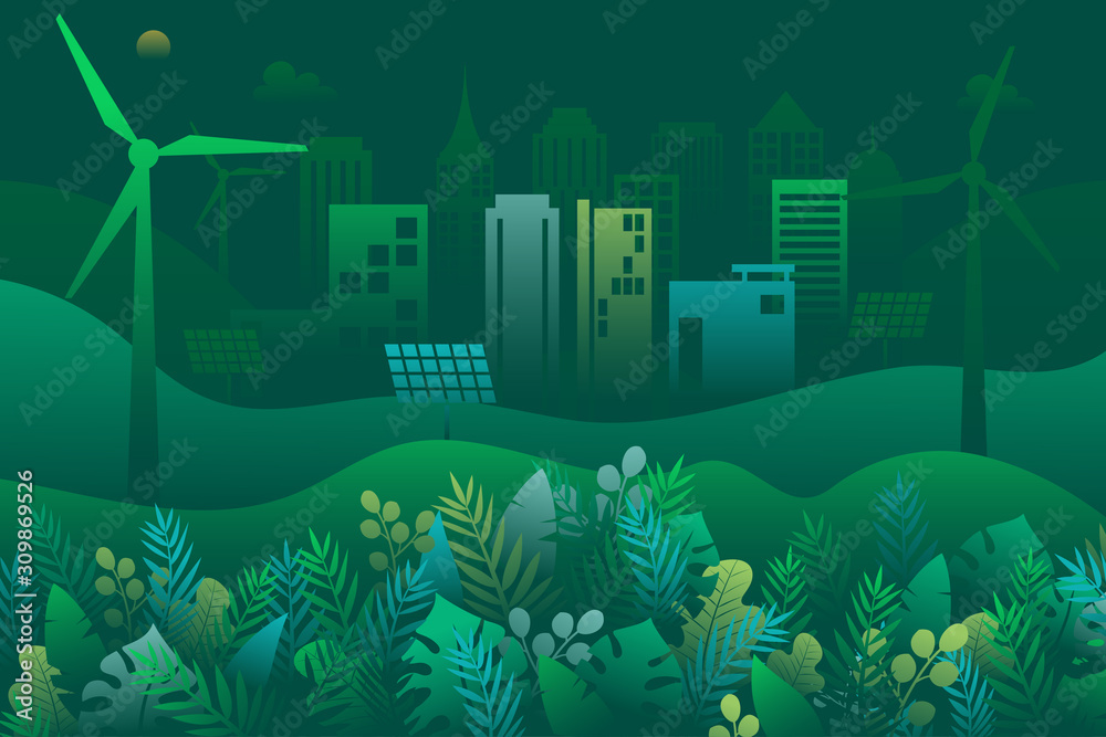 Green ecology and environment with nature concept landing page ...