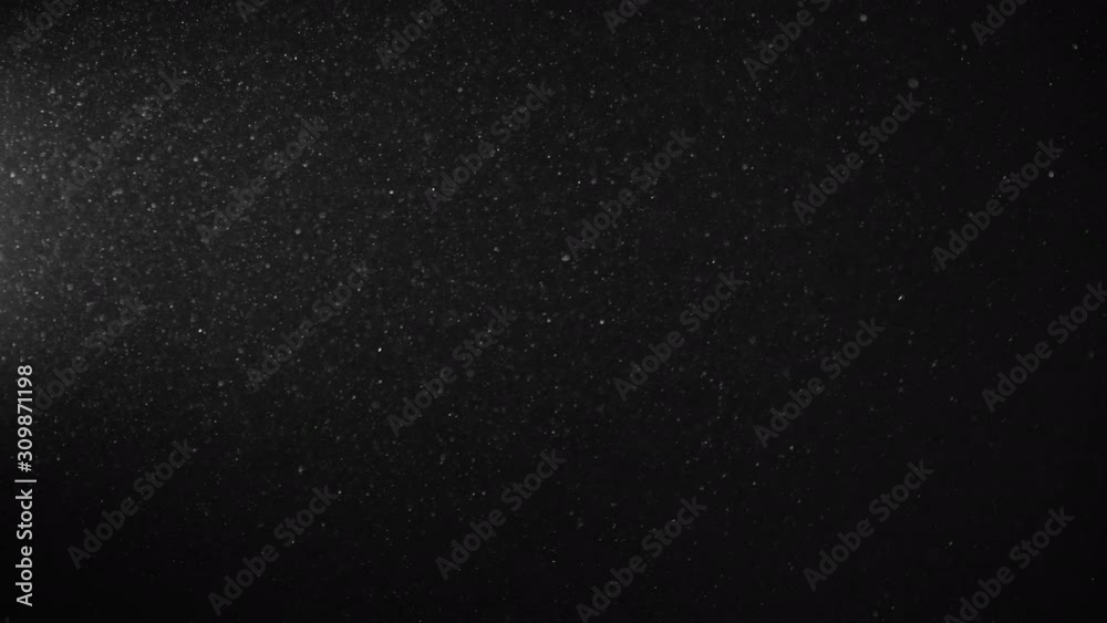 Natural Organic Dust Particles Floating On Black Background. Glittering ...