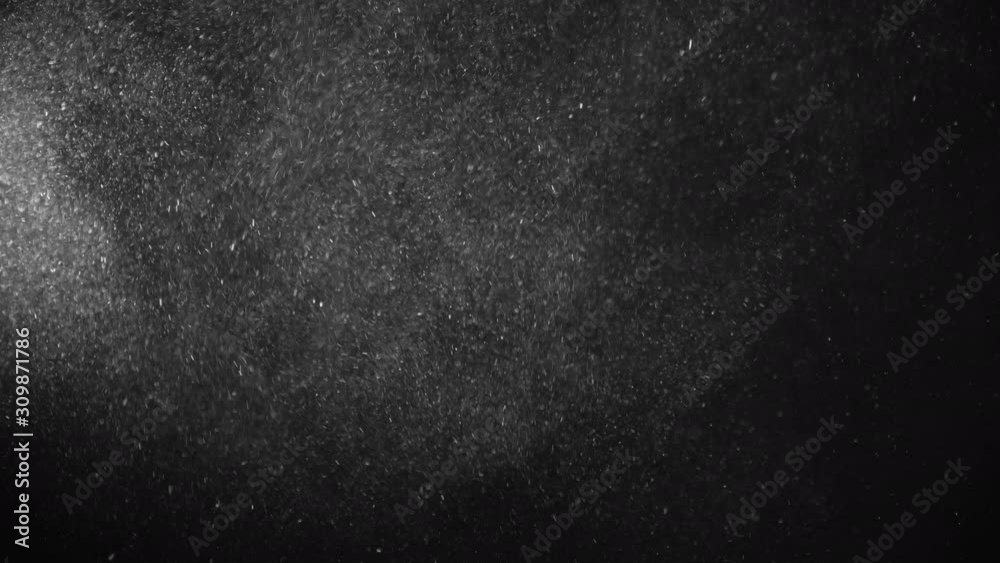 Natural Organic Dust Particles Floating On Black Background. Glittering ...