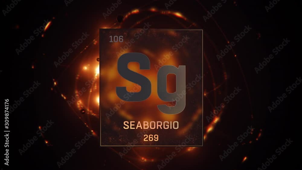 Seaborgium as Element 106 of the Periodic Table. Seamlessly looping 3D ...