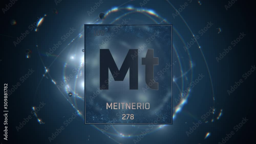 Meitnerium as Element 109 of the Periodic Table. Seamlessly looping 3D ...