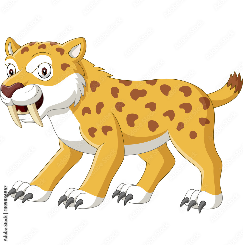 Cartoon angry sabre tooth tiger Stock Vector | Adobe Stock
