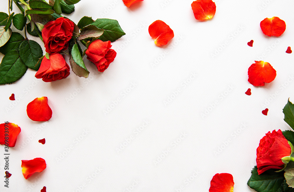 Red roses and petals Stock Photo | Adobe Stock