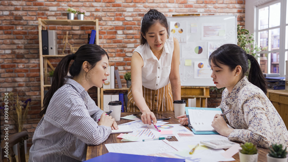 group business women crew working with new startup project in meeting ...