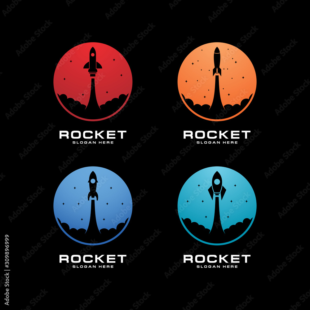 rocket launch set logo vector template Stock Vector | Adobe Stock