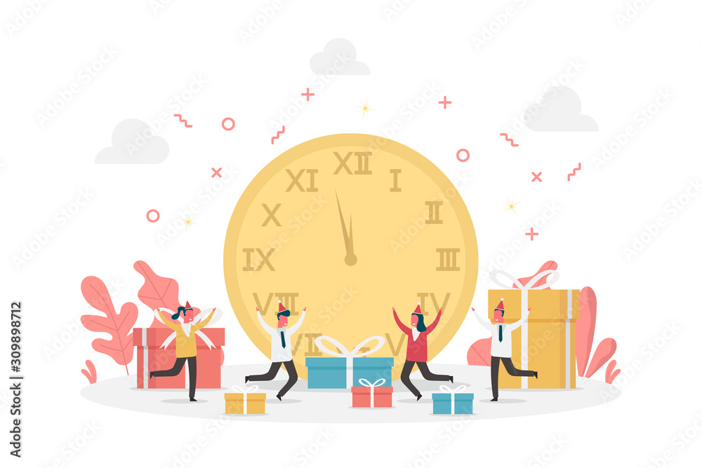Happy New Year Countdown Clipart People