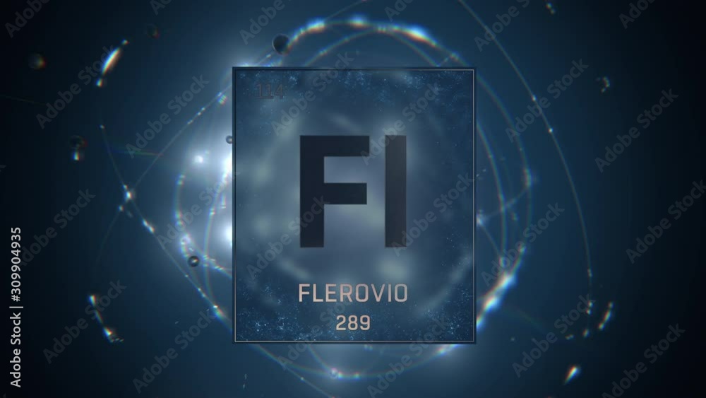 Flerovium as Element 114 of the Periodic Table. Seamlessly looping 3D ...