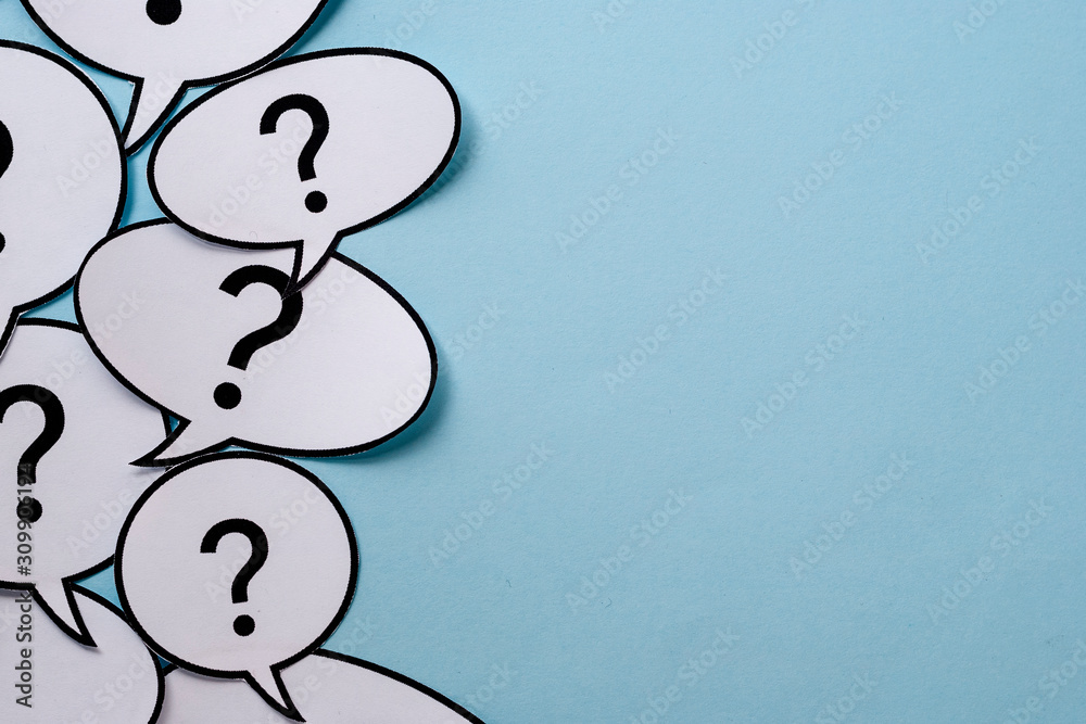 Speech or thought bubbles with question marks Stock Photo | Adobe Stock