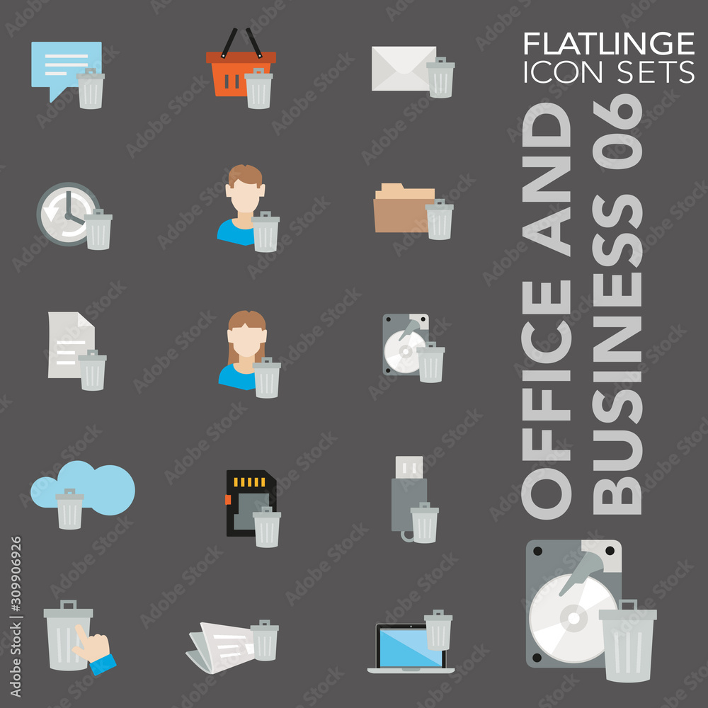 High quality colorful icons of office and business. Flatlinge are the ...