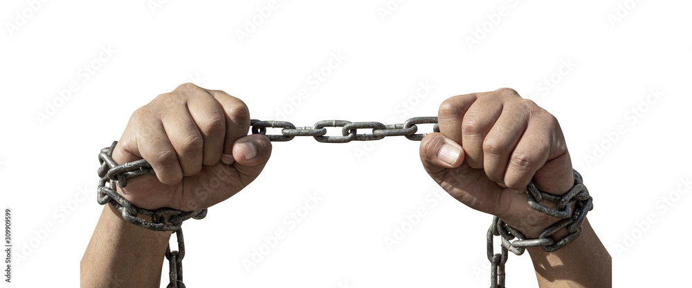 Chain on hand of male prisoners, concept of imprisonment, punishment ...