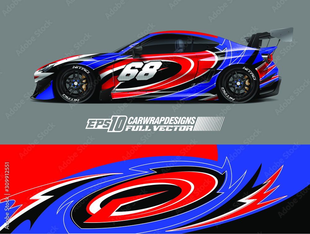 Racing car wrap design vector. Graphic abstract stripe racing ...