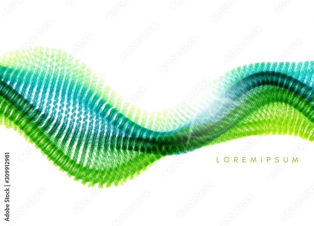 Molecular wave. Abstract background with dynamic particles. Layer of ...