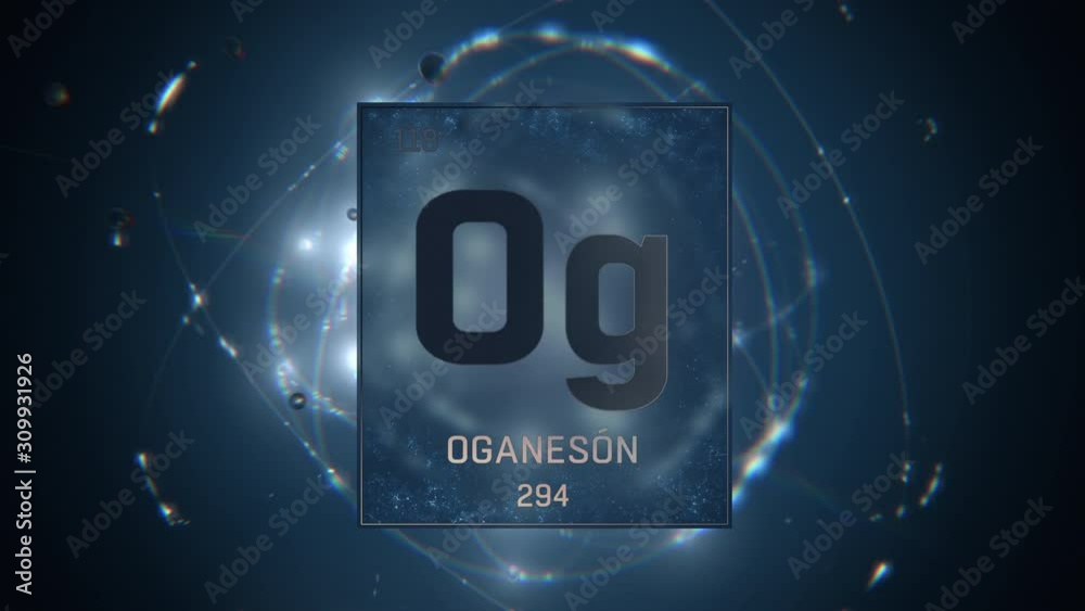 Oganesson as Element 118 of the Periodic Table. Seamlessly looping 3D ...