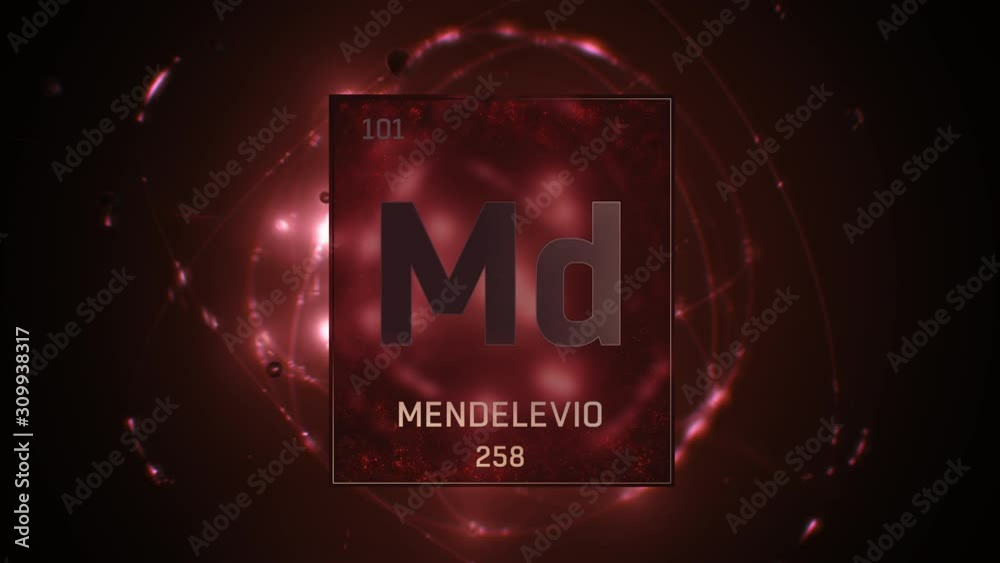 Mendelevium as Element 101 of the Periodic Table. Seamlessly looping 3D ...