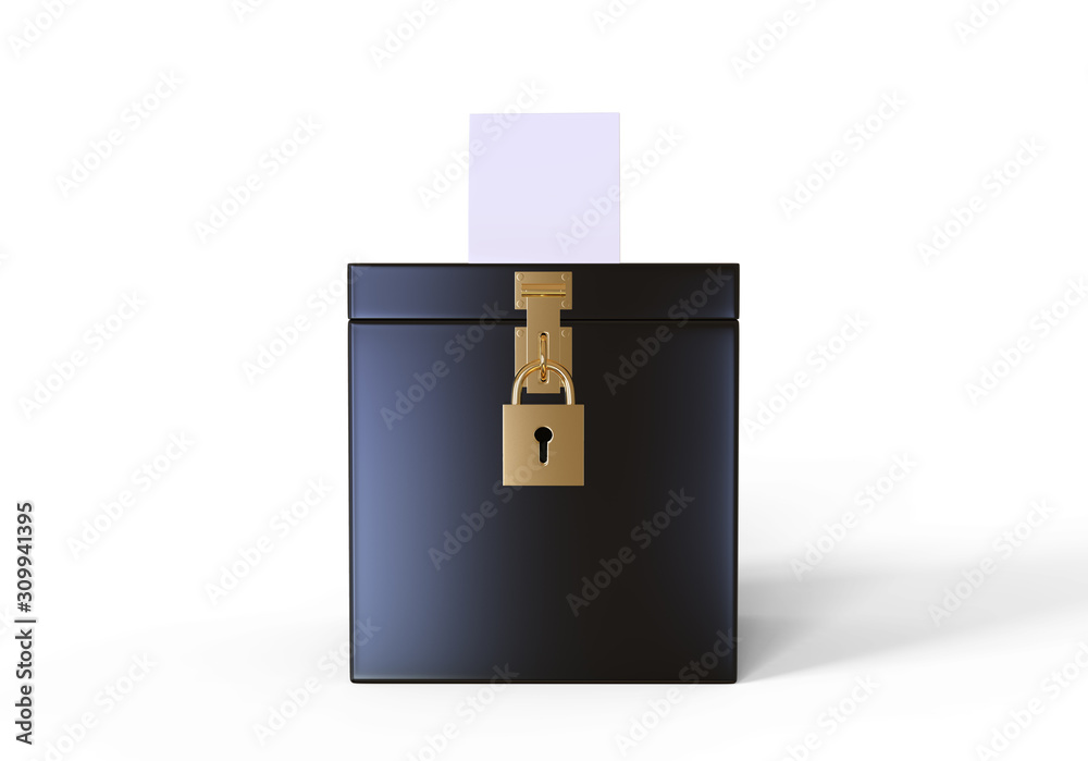 Election box with voting paper in hole, ballot campaign mockup template ...