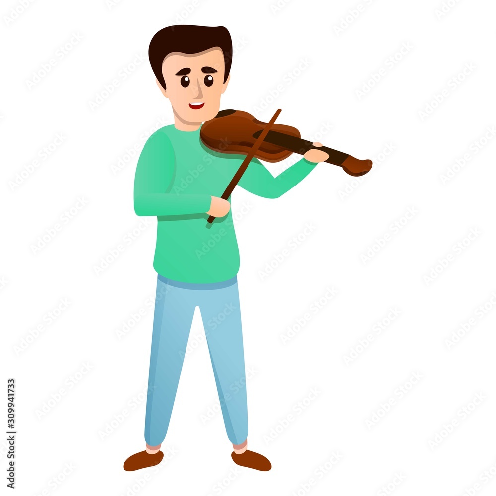 Boy playing violin icon. Cartoon of boy playing violin vector icon for ...