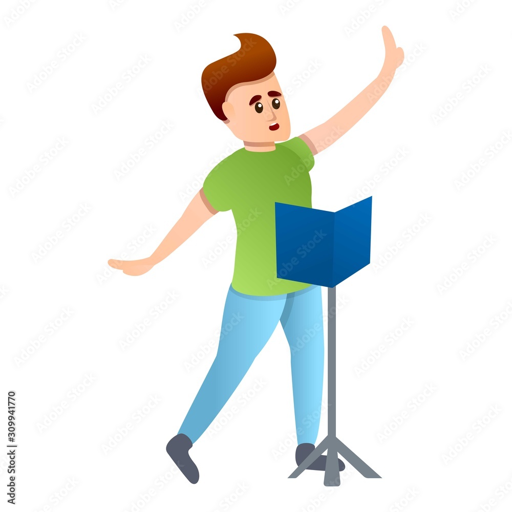 Boy singing music notes icon. Cartoon of boy singing music notes vector ...