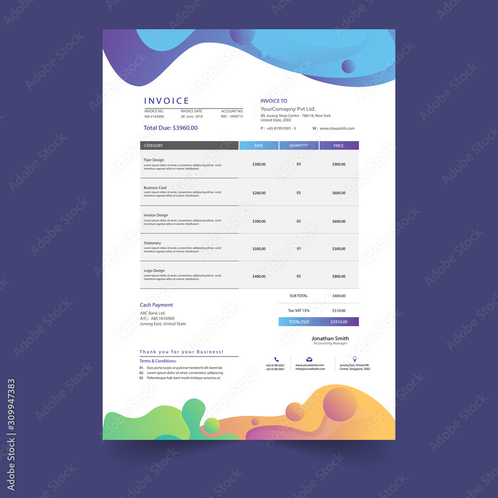 Invoice minimal design template. Bill form business invoice accounting ...