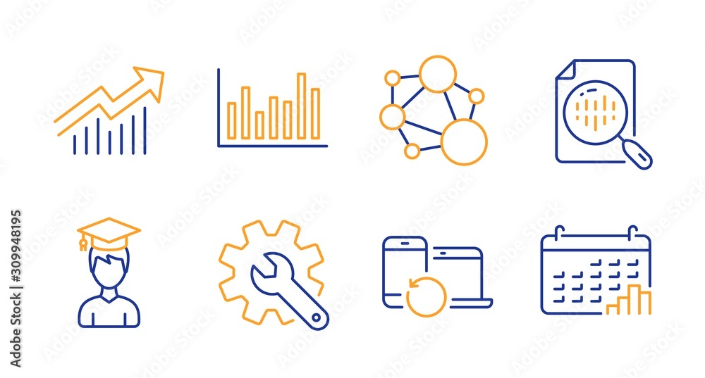 Recovery devices, Bar diagram and Analytics chart line icons set ...