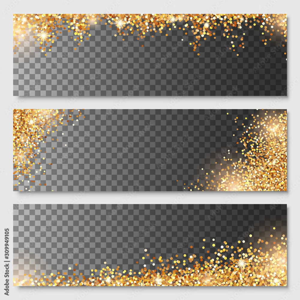Vector illustration of gold glitter border templates isolated on ...