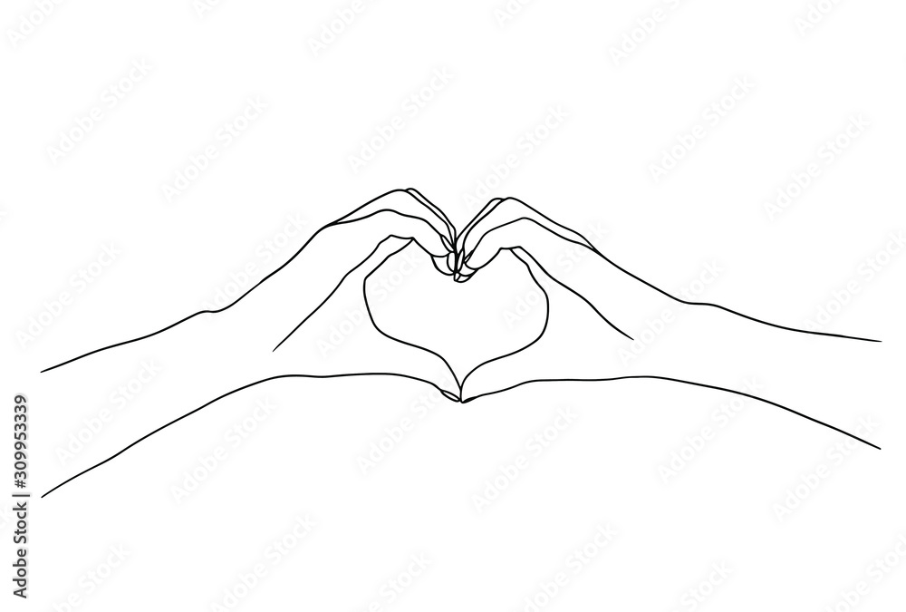 line drawing of hands showing love sign Stock Vector | Adobe Stock