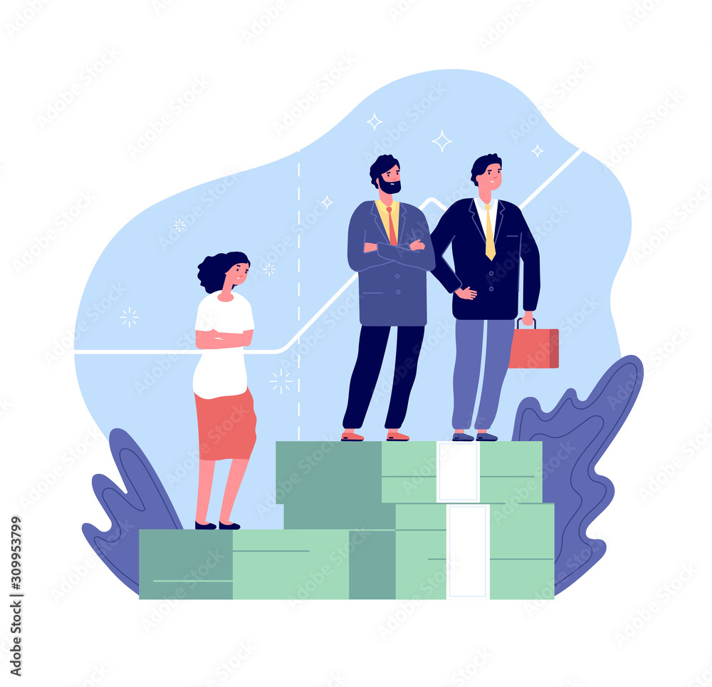 Female discrimination. Gender gap, men and women have inequality rights ...
