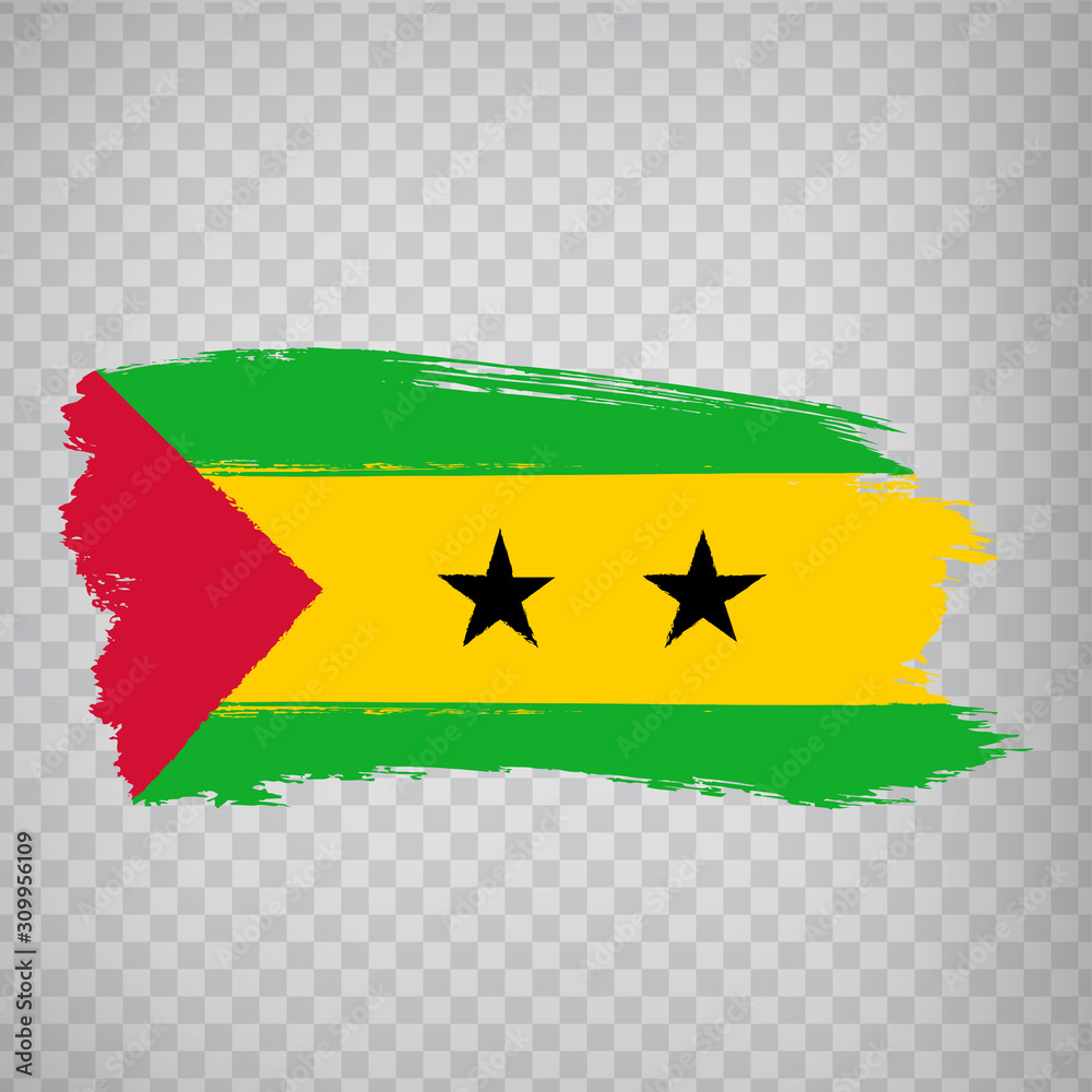 Flag of Sao Toma and Principe from brush strokes. Flag DR Sao Toma and ...