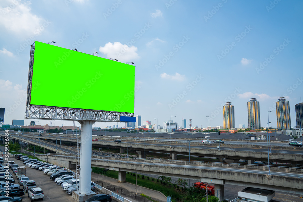 billboard blank Green screen for outdoor advertising poster Stock Photo ...