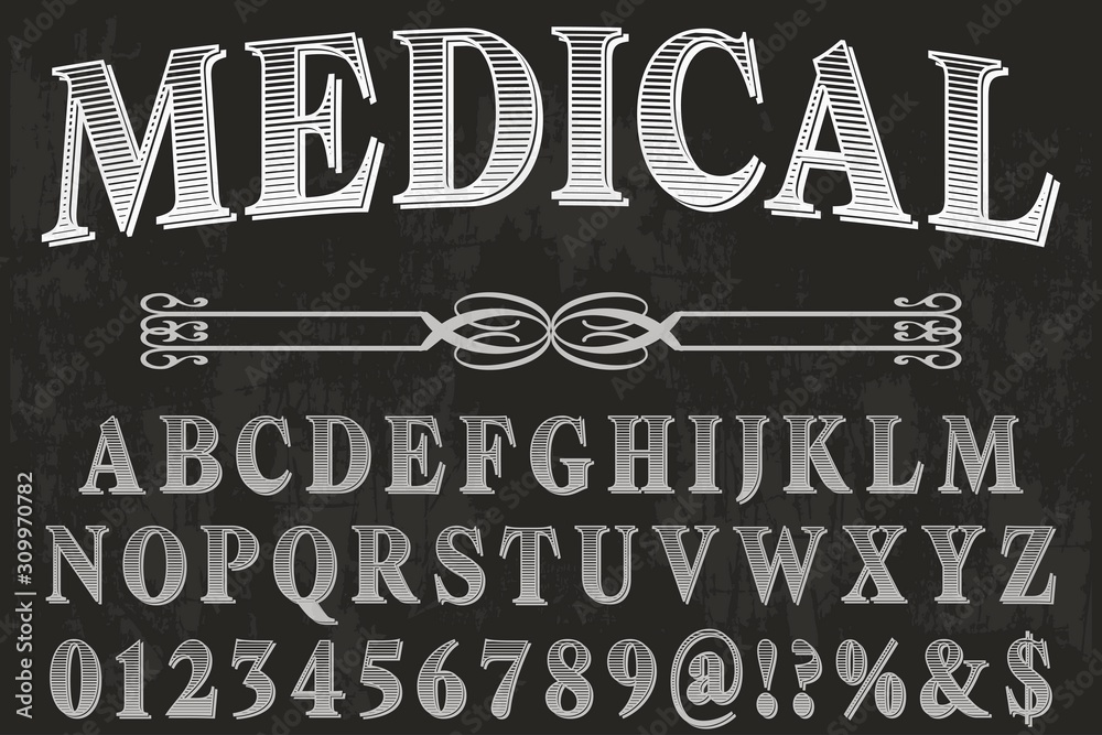 abc Font alphabet Script Typeface handcrafted .Shadow Effect.vintage ...