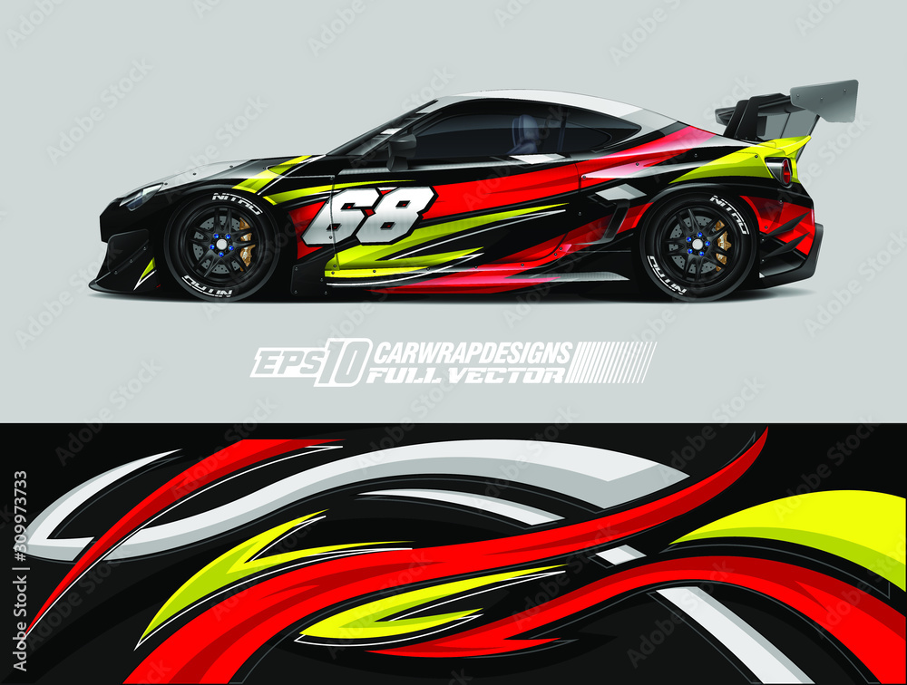 Vektorová grafika „Racing car wrap design vector. Graphic abstract ...