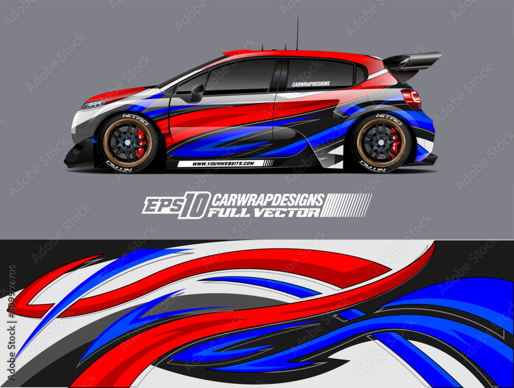 Racing car wrap design vector. Graphic abstract stripe racing ...