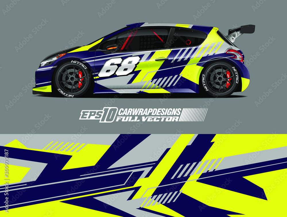 Racing car wrap design vector. Graphic abstract stripe racing ...