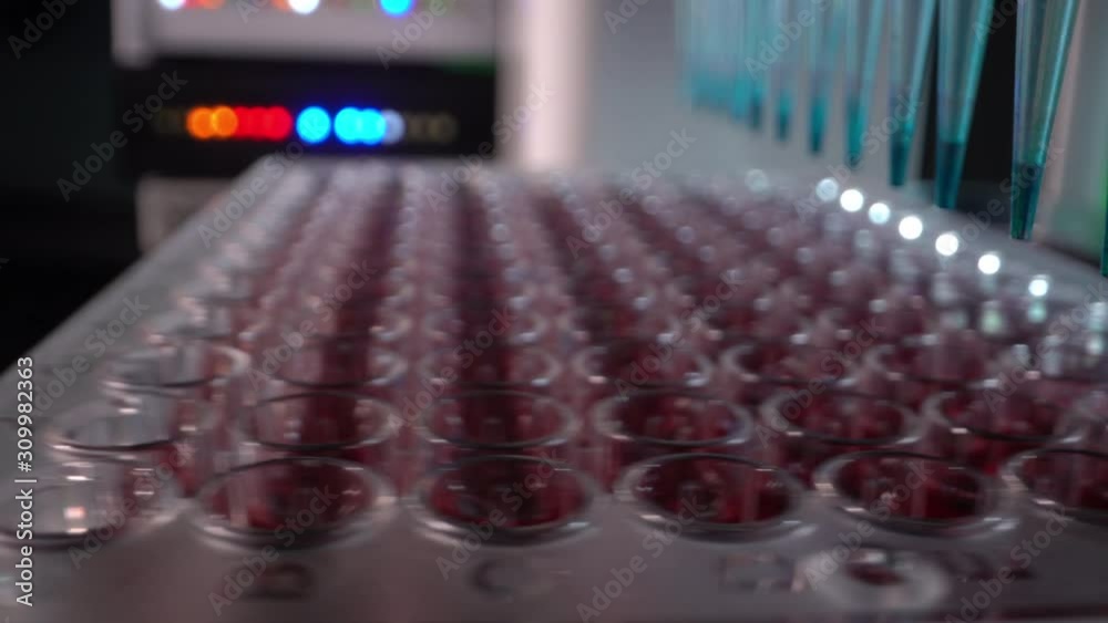 Modern PCR test robotic machine, molecular genetic research laboratory ...