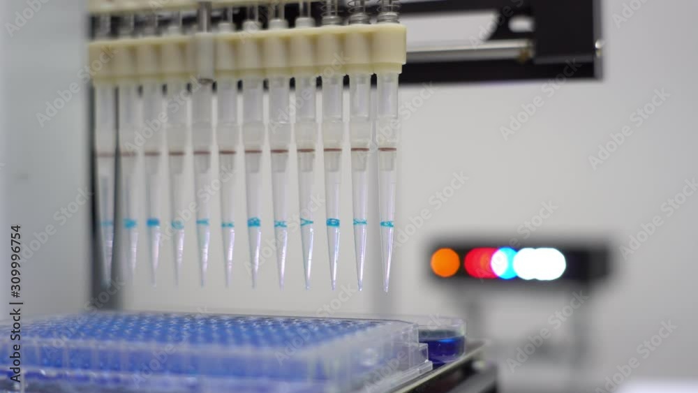 Automated DNA Processor real-time PCR cycler. Modern medical test ...