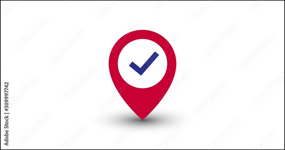 Location pin with check mark on white background. The placemark falls ...