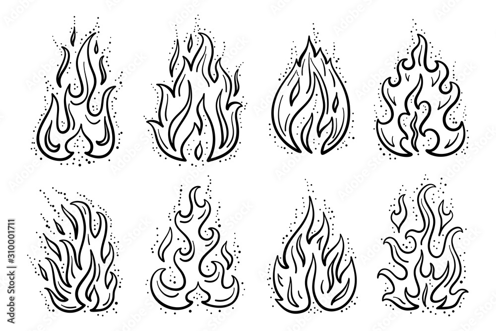 Fire Flames Icons Vector Set Hand Drawn Doodle Sketch Fire Flame Fire Flames Icons Vector Set Hand Drawn Doodle Sketch Fire Flame