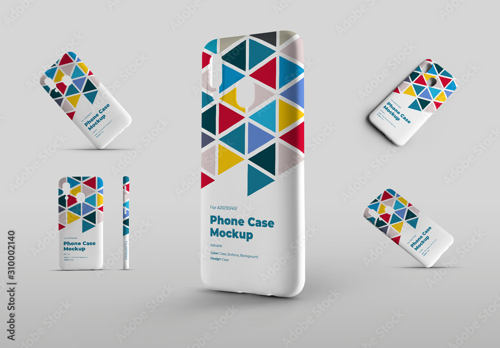 5 Smartphone Phone Case Mockup Set Front View Stock Template | Adobe Stock