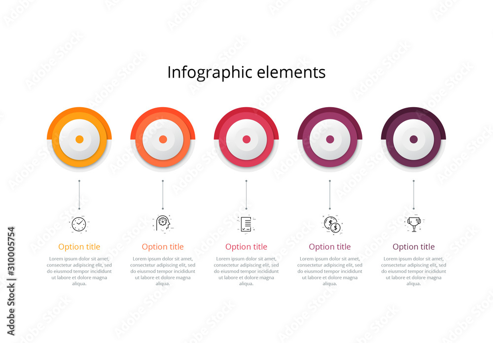 5 Step Infographic Layout with Circular Elements Stock Template | Adobe ...