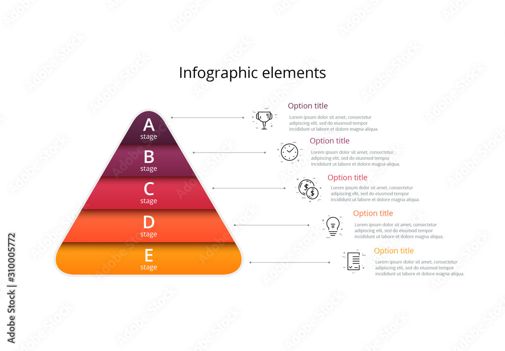 5 Step Infographic Layout with Pyramid Element Stock Template | Adobe Stock