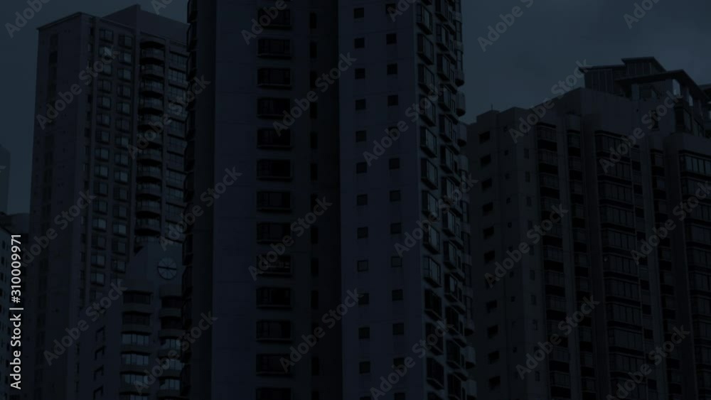 City Building Blackout. Power Outage In High Rise Buildings. Energy ...