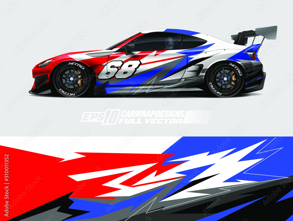 Car wrap design vector. Graphic abstract stripe racing background kit ...