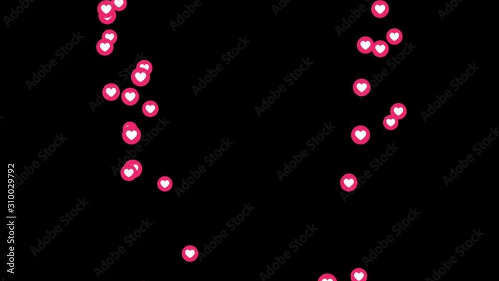 Social media animation Instagram likes falling down on both sides of ...