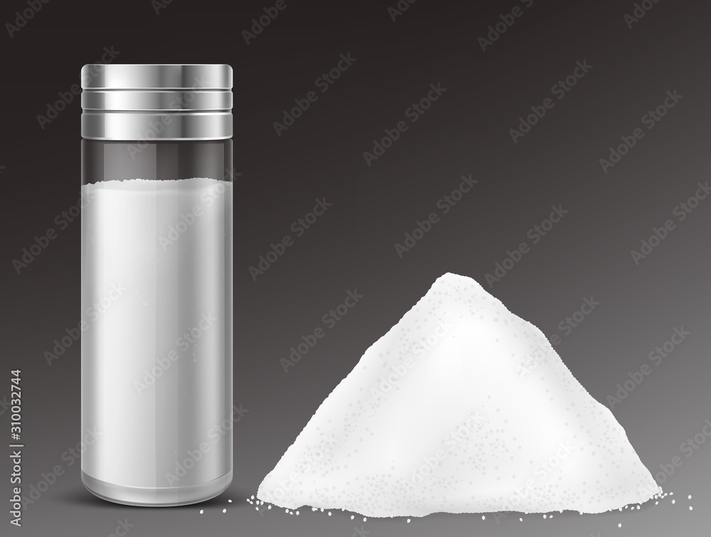 Poster Glass salt shaker and pile of sodium chloride – Wall Art | UkPosters