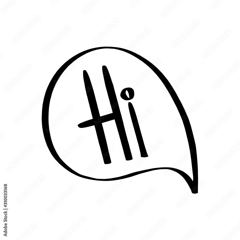 Hi Symbol. Hand-drawn hello design poster, logo, video blog cover ...